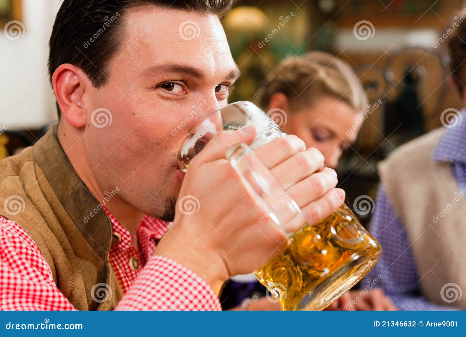 Man Drinking Beer in Bavarian Pub Stock Photo - Image of stein ...