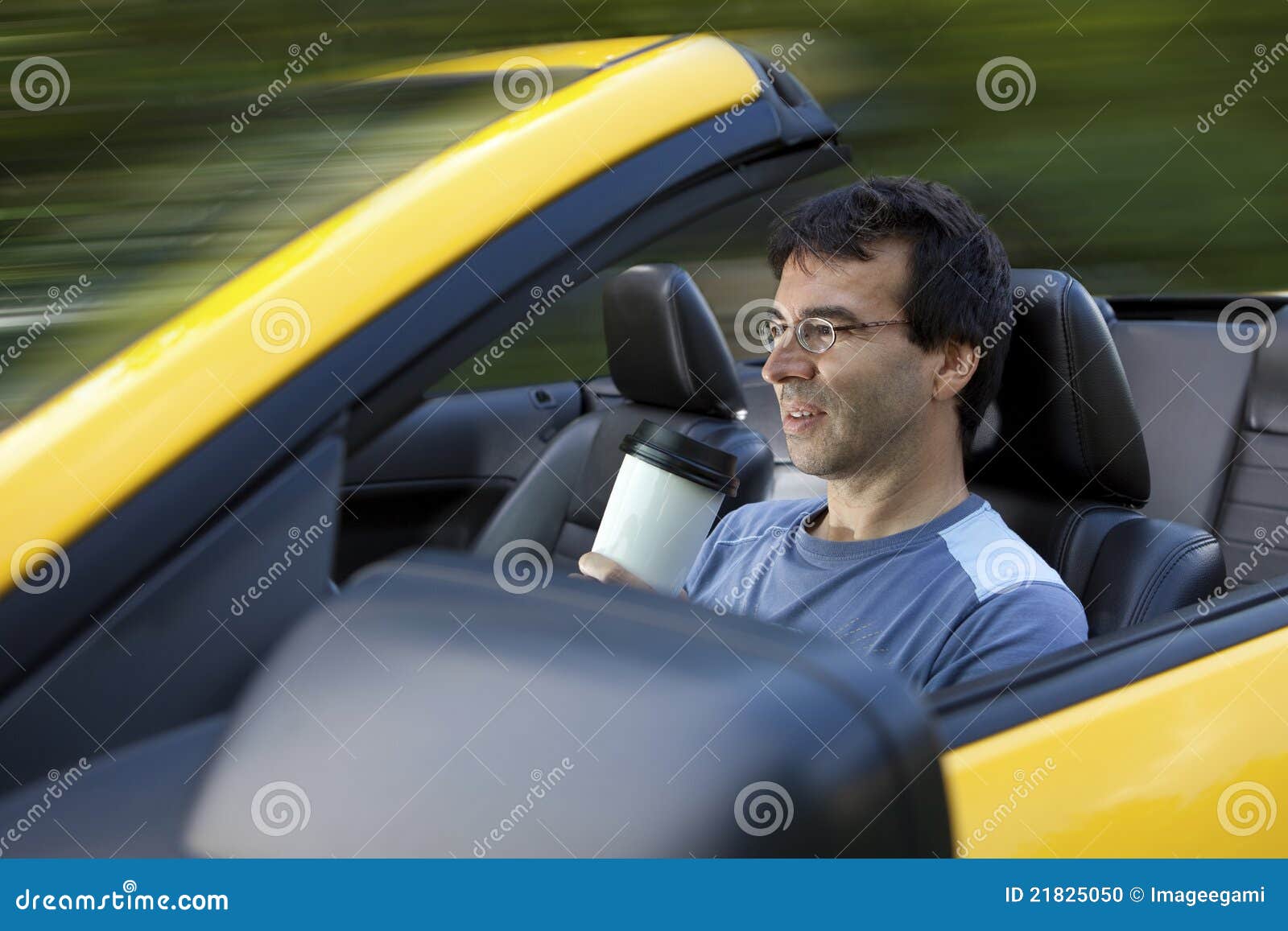 Man Drinking Coffee while Driving Stock Photo - Image of fast, motion ...
