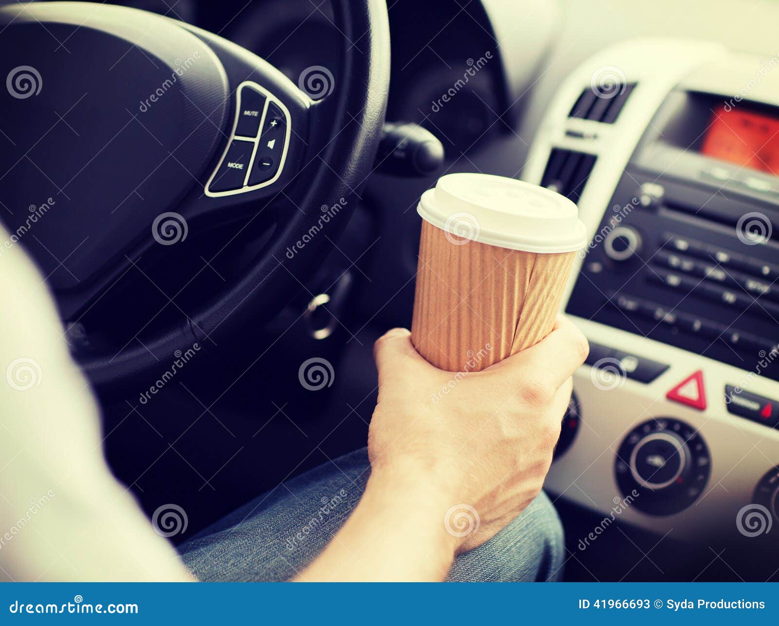Man Drinking Coffee while Driving the Car Stock Image - Image of ...