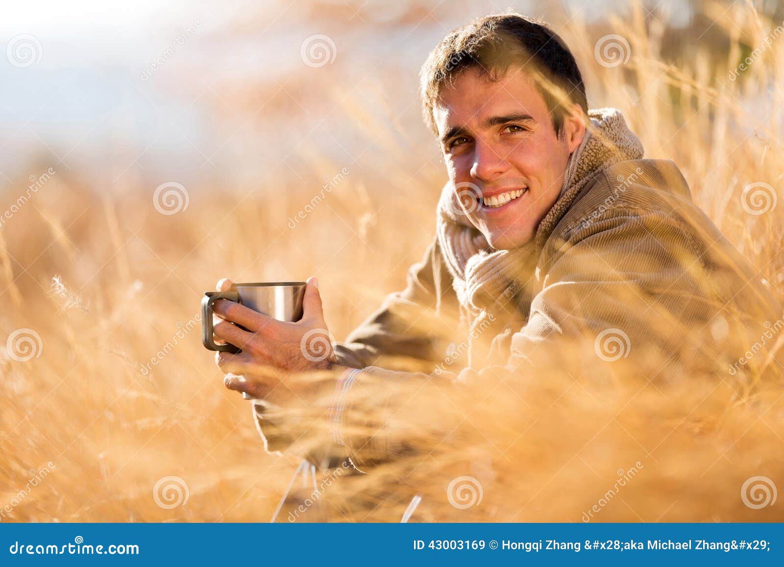 Man drinking coffee fall stock image. Image of looking - 43003169