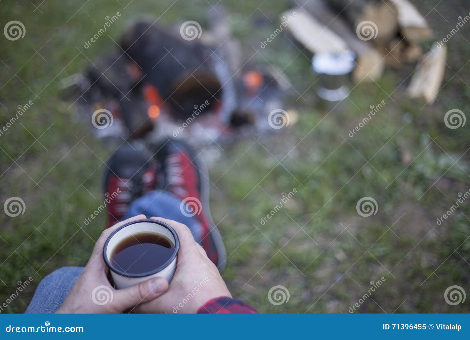 Man Drinking Coffee by the Fire. Stock Image - Image of lifestyle ...