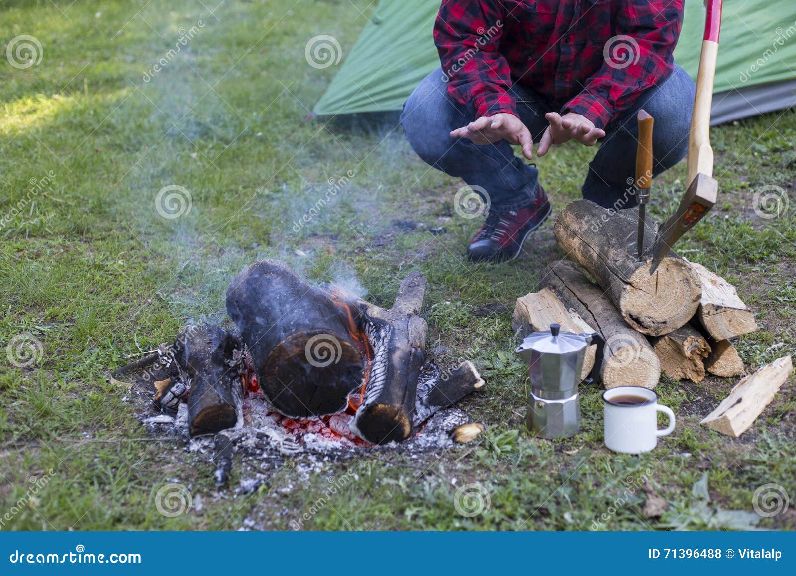 Man Drinking Coffee by the Fire. Stock Photo - Image of alone, healthy ...