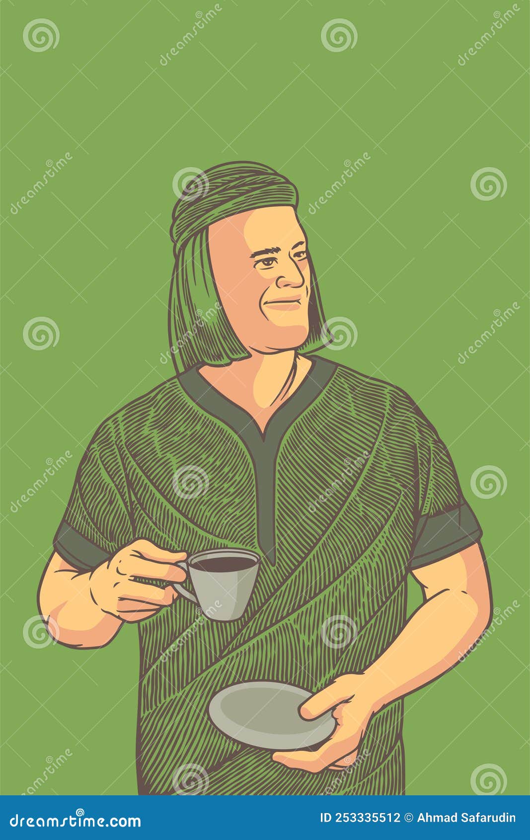 Man Drinking Coffee Vector Illustration Stock Illustration ...