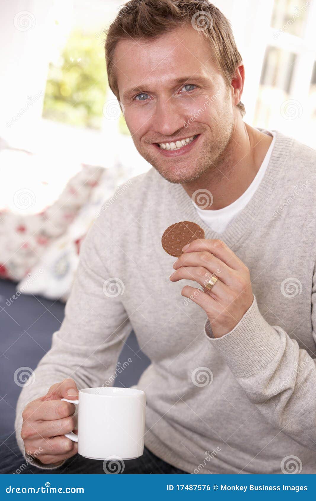 Man drinking from cup stock photo. Image of indoors, caucasian - 17487576