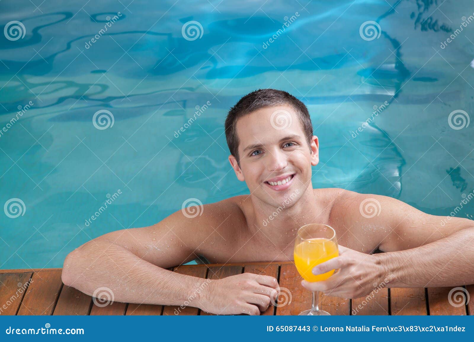 Man Drinking Juice Inside the Pool Stock Image - Image of relaxing ...