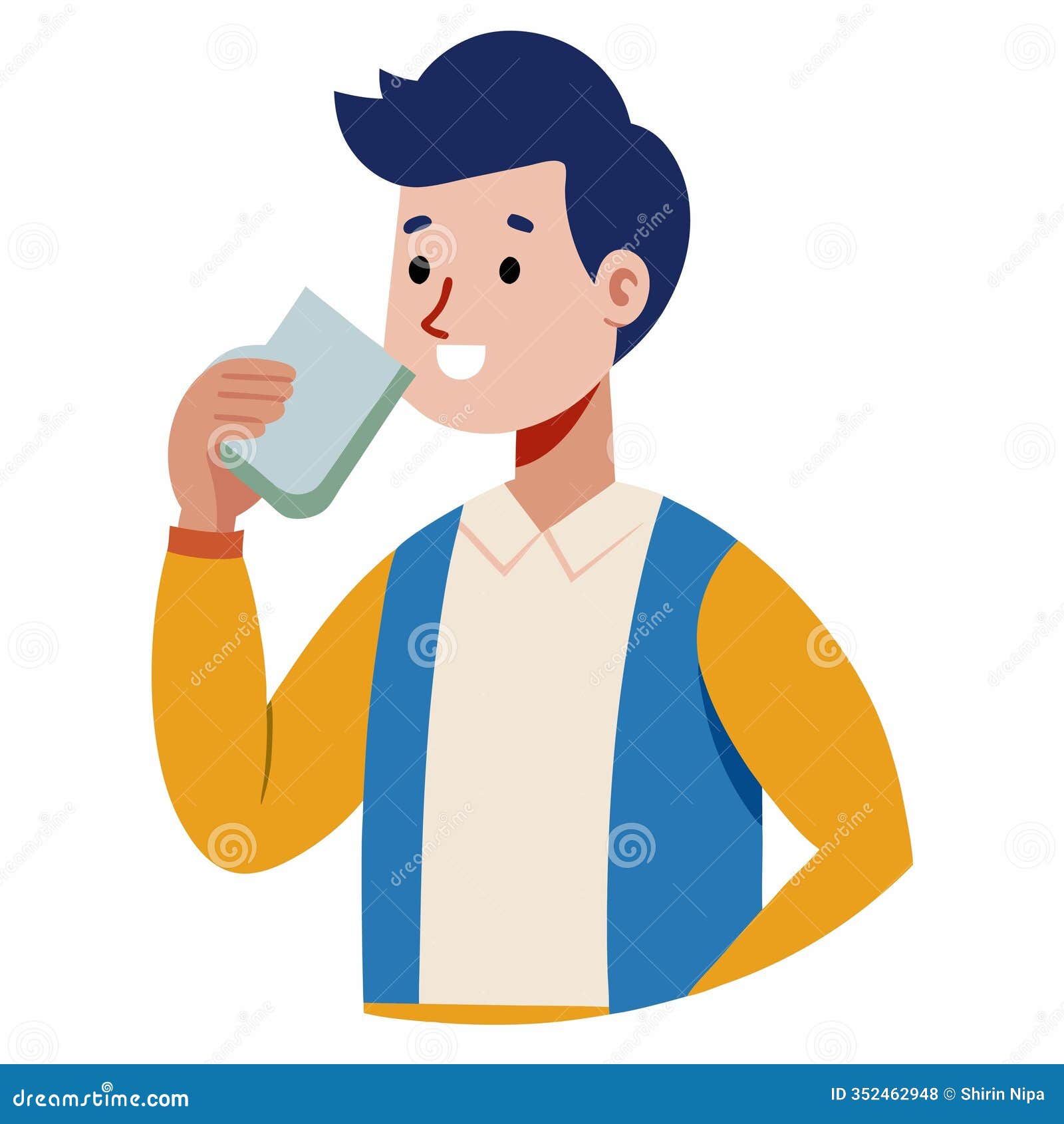 A Man Drinking Milk Vector Illustration Stock Illustration ...