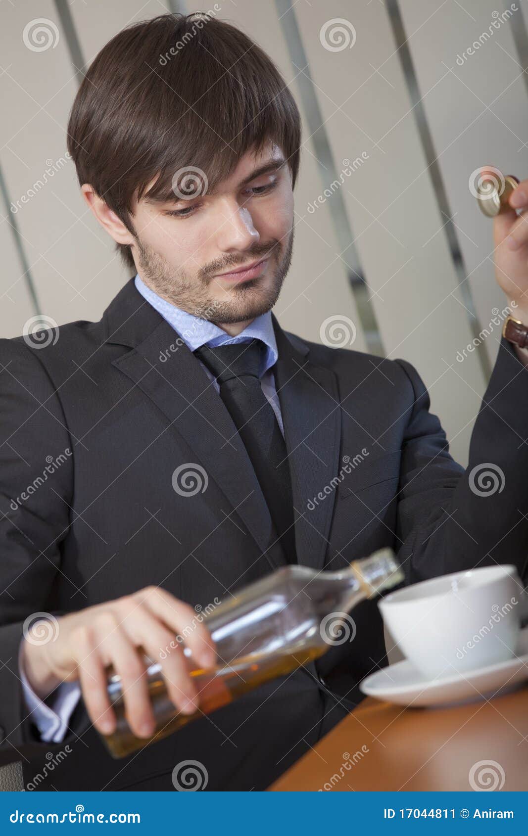 Man Drinking by Office Work Stock Image - Image of alcohol, drinking ...
