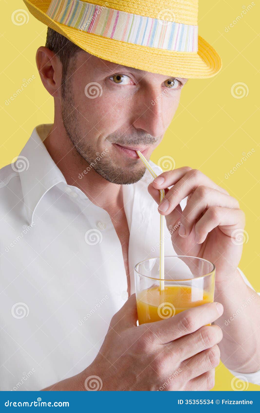 Man drinking orange juice stock photo. Image of casual - 35355534