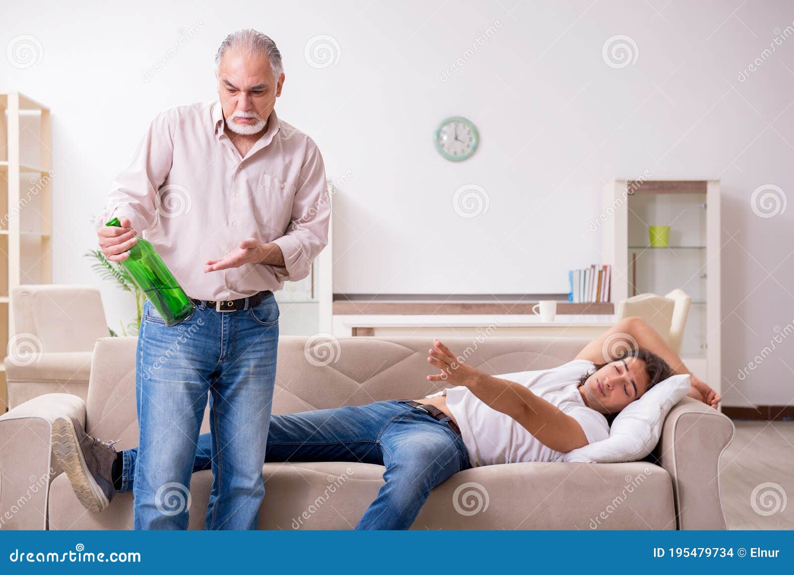 Man with Drinking Problem and the Family Stock Photo - Image of asleep ...