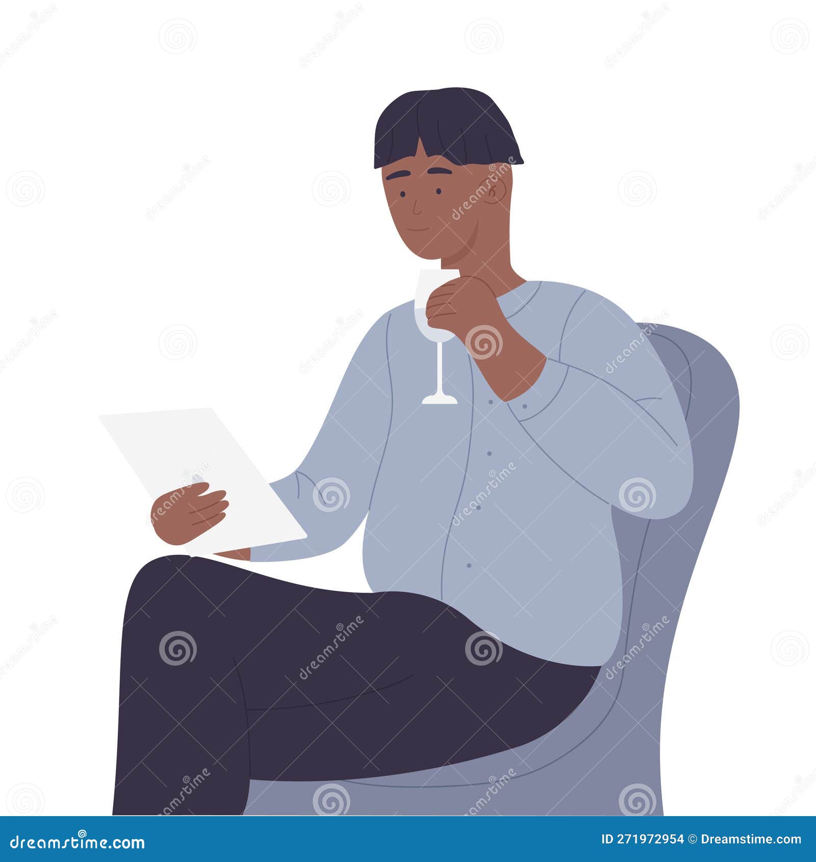 Man drinking and reading stock illustration. Illustration of relax ...