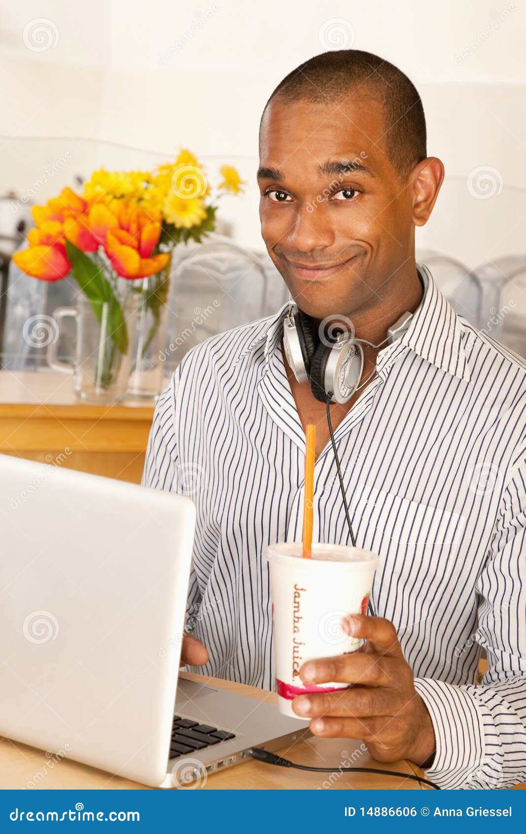 Man Drinking a Soda at the Computer Stock Photo - Image of drink ...