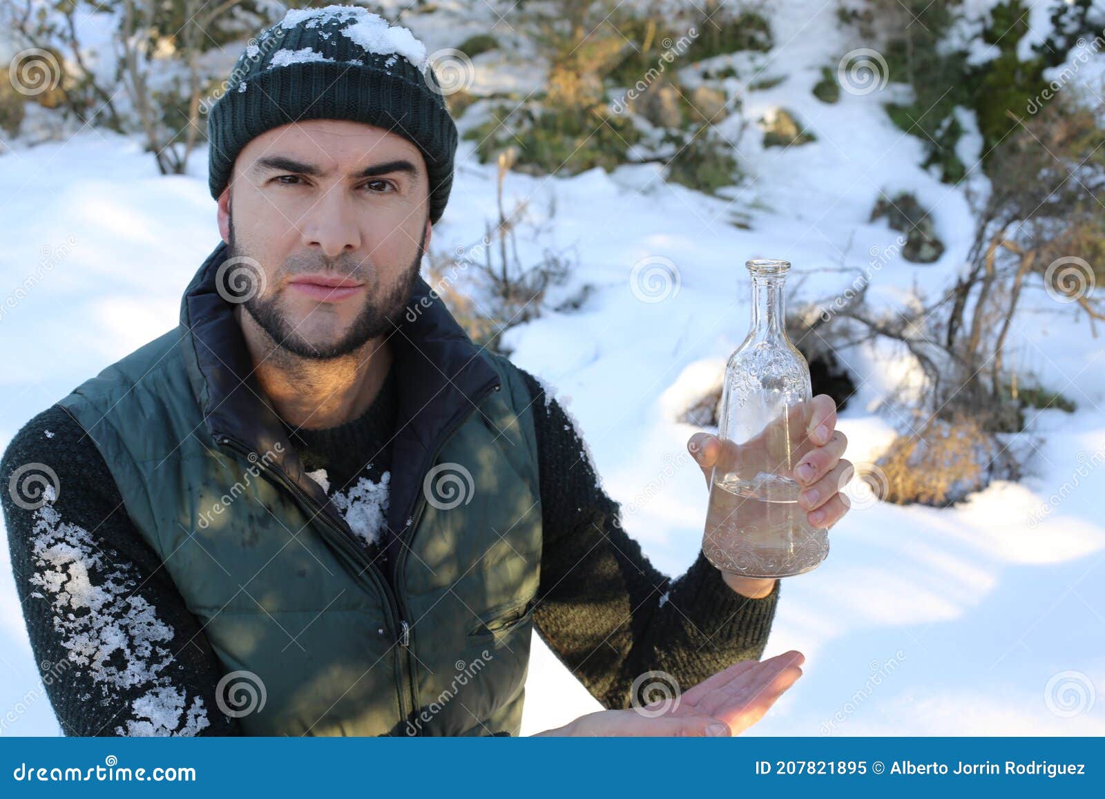 Man Drinking Vodka in the Snow Stock Image - Image of hand, alaska ...