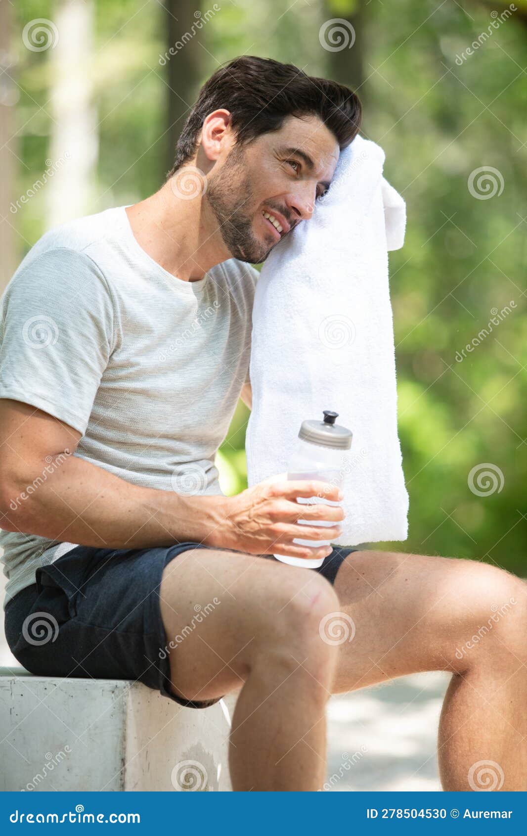 Man Drinking Water and Cooling Off after Run Stock Photo - Image of ...
