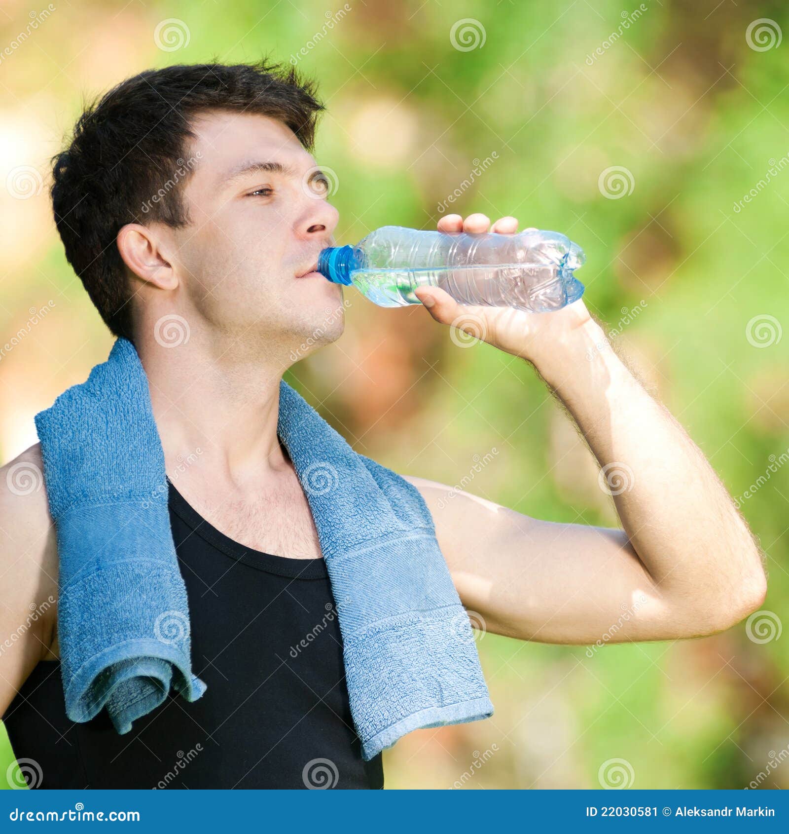 Man Drinking Water after Fitness Stock Image - Image of aerobics, hold ...