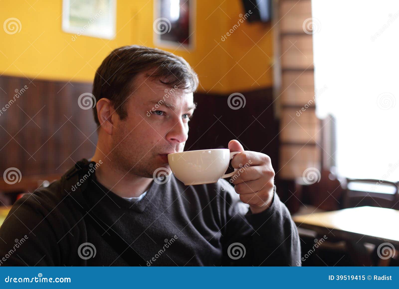 Man drinks tea stock image. Image of cheerful, person - 39519415