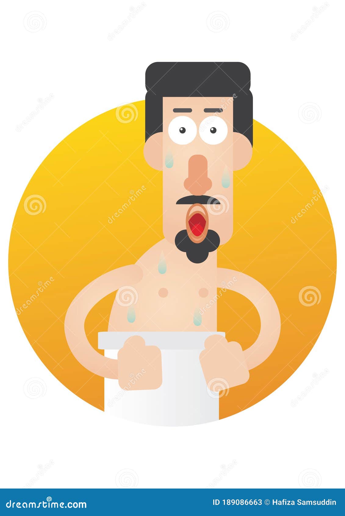 Man Dripping Wet from Shower. Vector Illustration Decorative Design ...