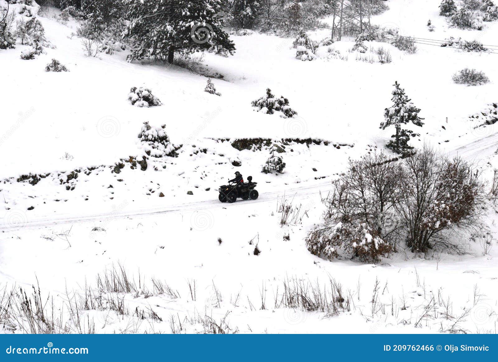 Man Drive an ATV in the Snow Stock Photo - Image of snowy, snow: 209762466