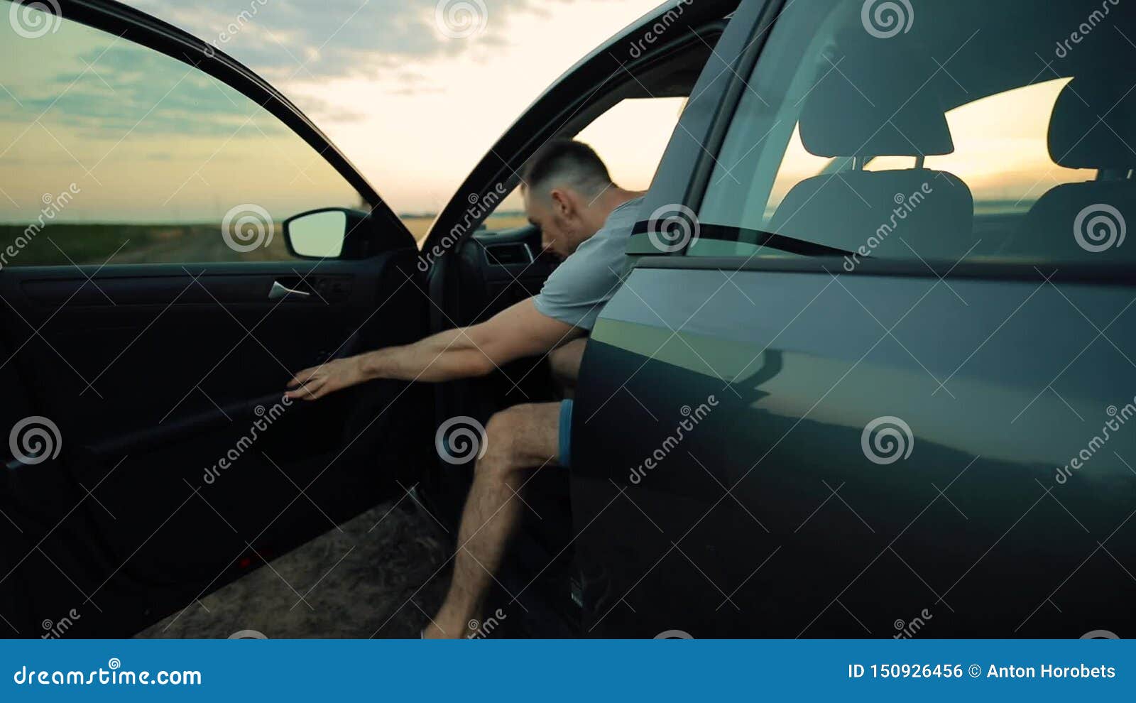 Man Driver Exit from His Car Stock Footage - Video of door, person ...