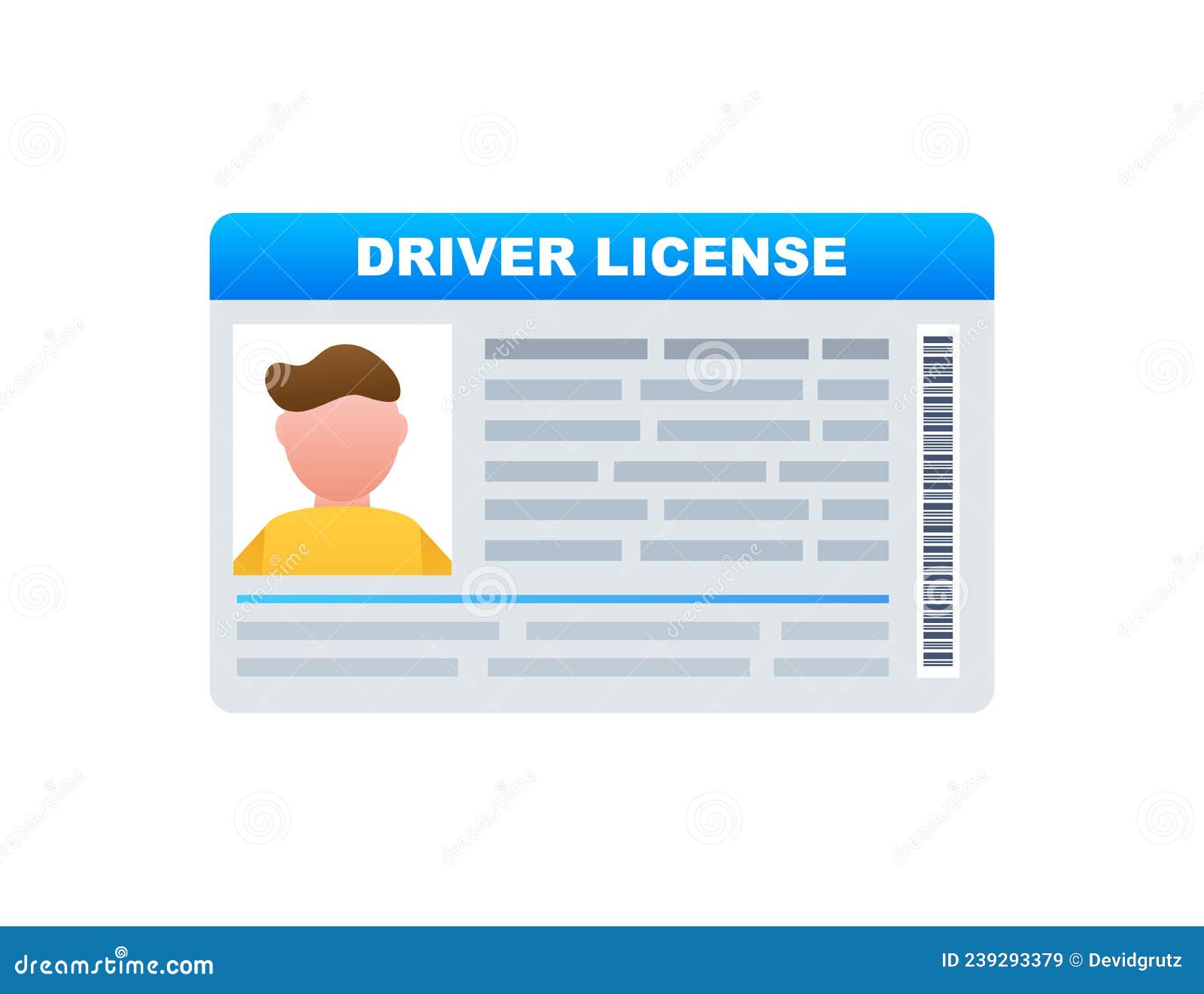 Man Driver License Plastic Card Template. Id Card. Vector Stock ...
