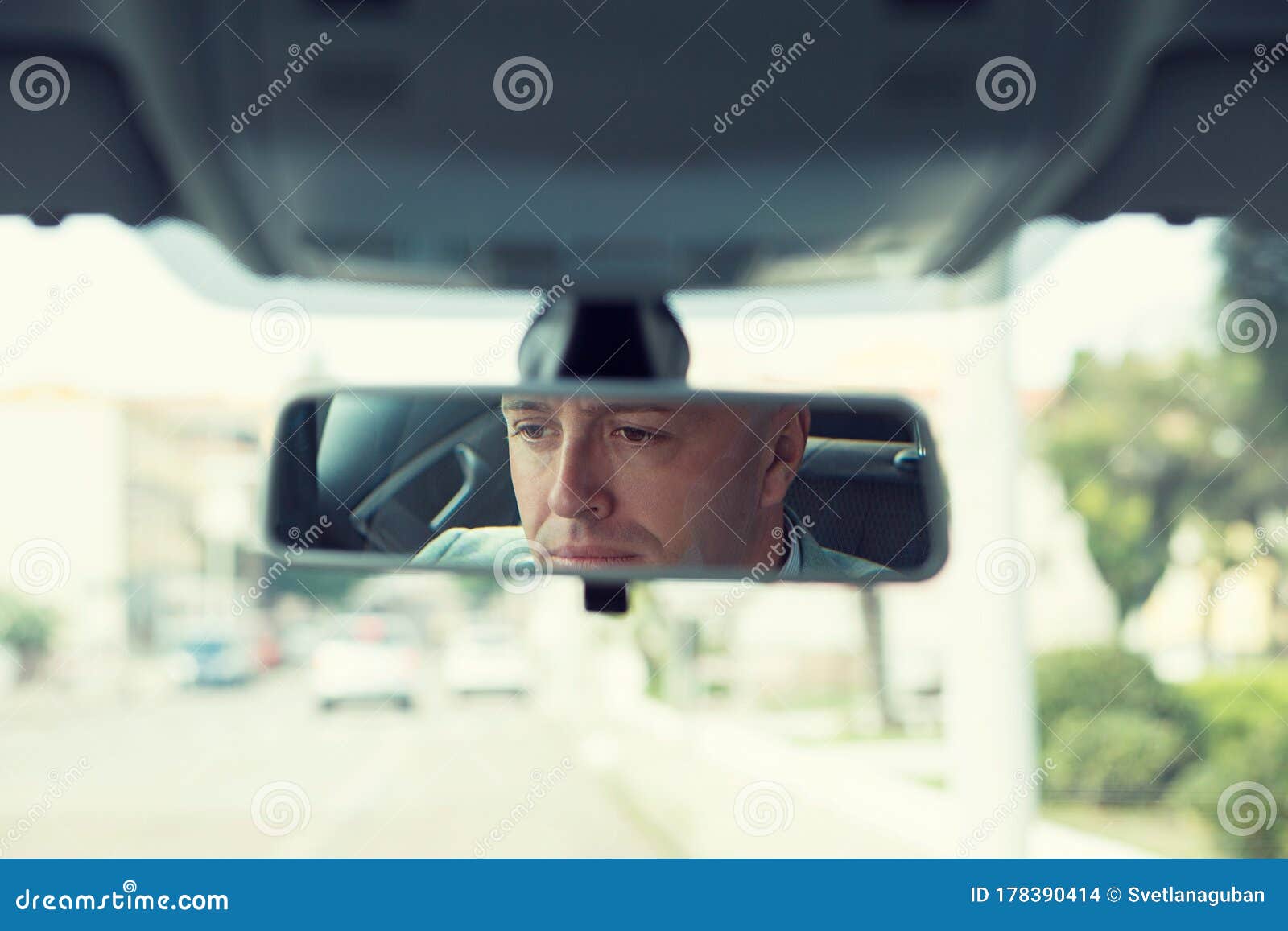 Man Driver Reflection in Rear View Mirror Isolated Interior Car ... Man Driver Reflection in Rear View Mirror Isolated Interior Car ...