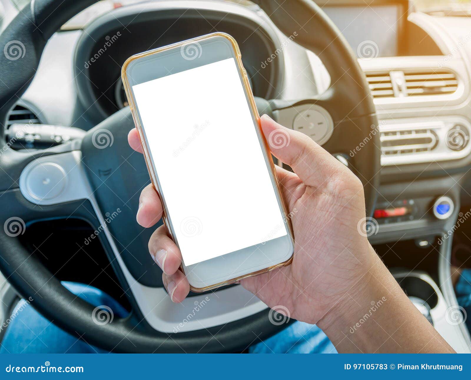 Man Driver Using Smart Phone in Car Stock Image - Image of cellphone ...