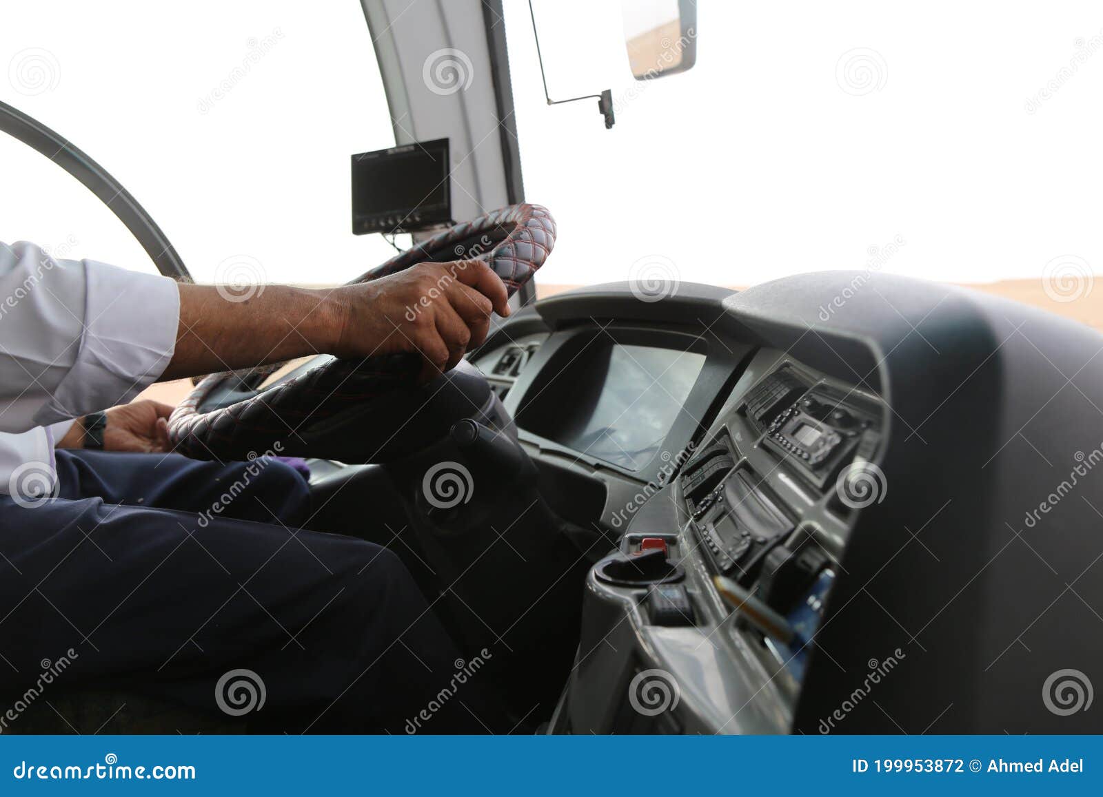Man Driving a Bus Side View of Dashboard Stock Photo - Image of cockpit ...