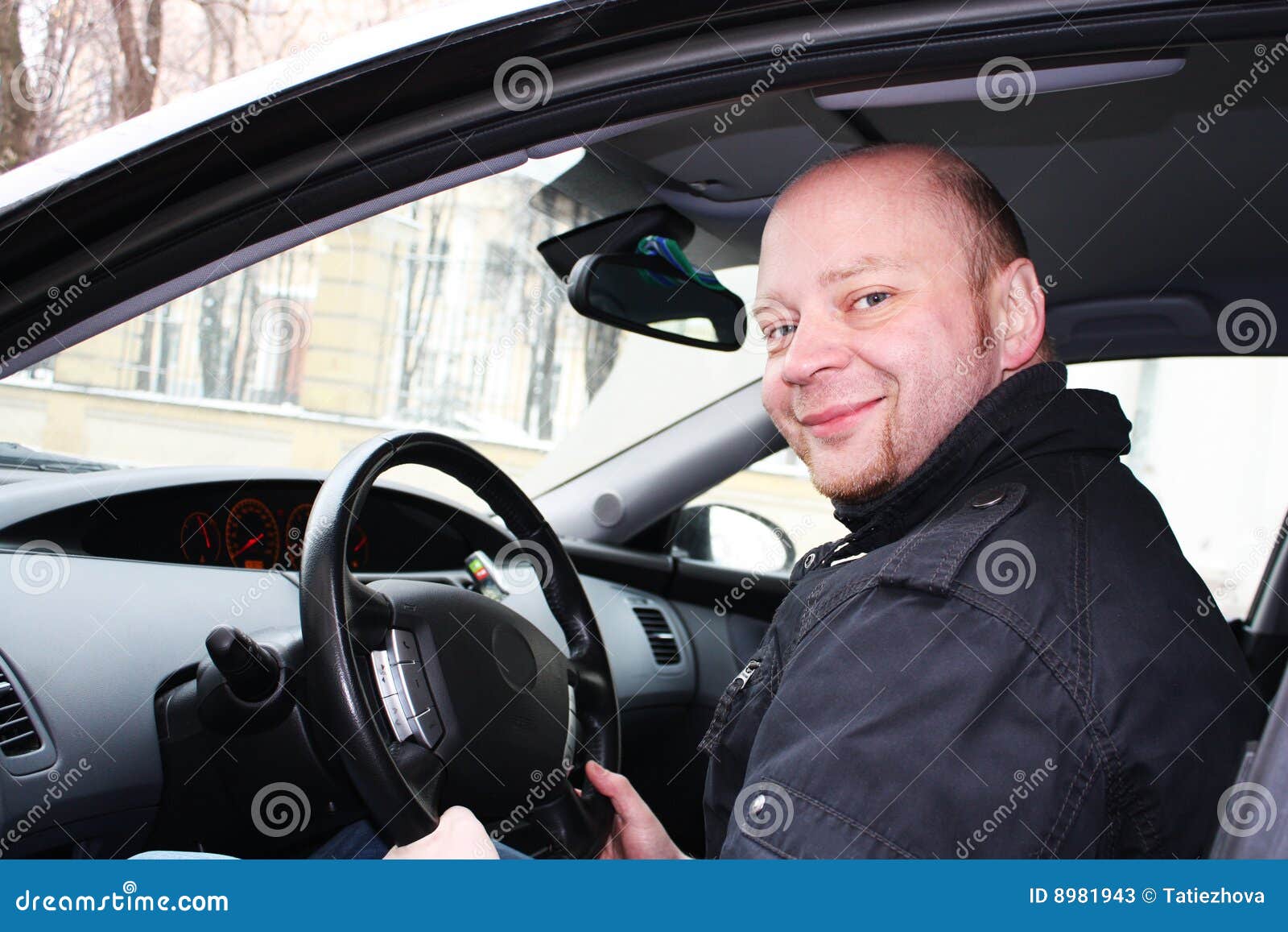 A man driving a car stock image. Image of view, glass - 8981943