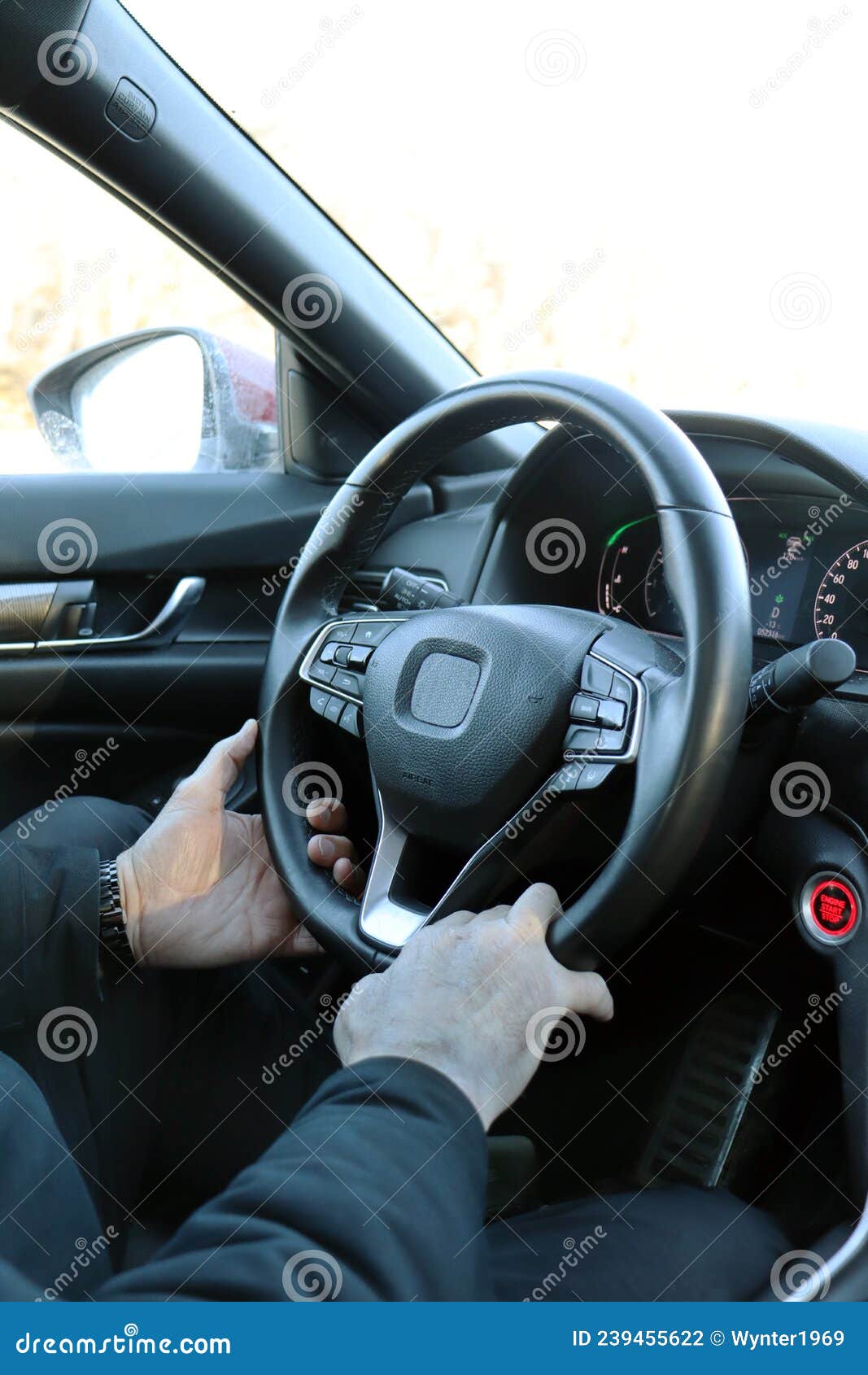 Man Driving Car Hands on Wheel Stock Photo - Image of controls, driving ...