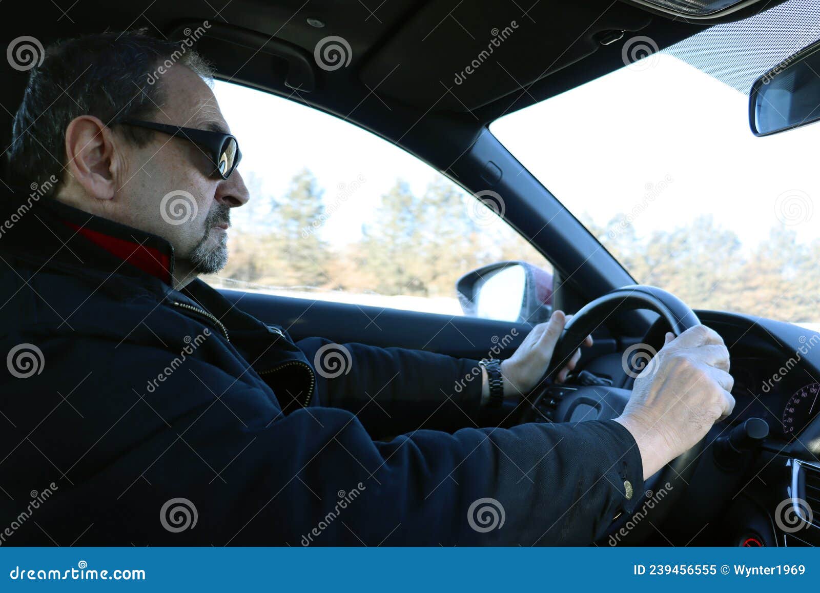 Man Driving Car Hands on Wheel Stock Image - Image of controls ...