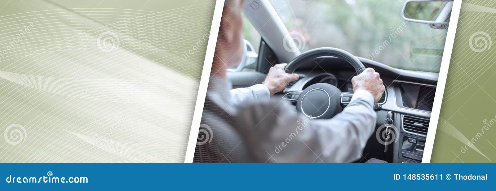 Man Driving a Car. Panoramic Banner Stock Image - Image of drive ...