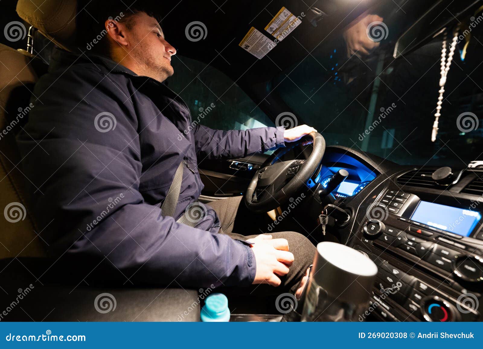 Man Driving a Car on the Road at Night Stock Photo - Image of drive ...