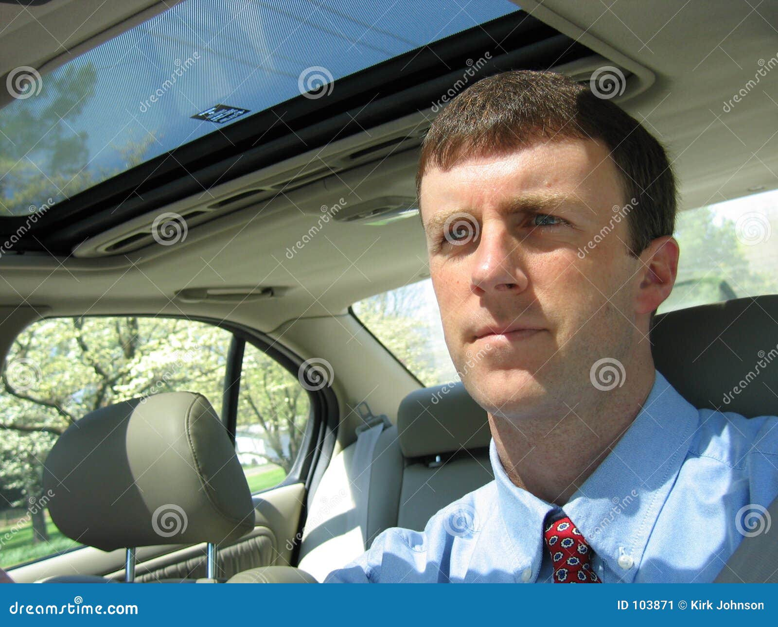 Man Driving Car to Work stock image. Image of commute, leather - 103871