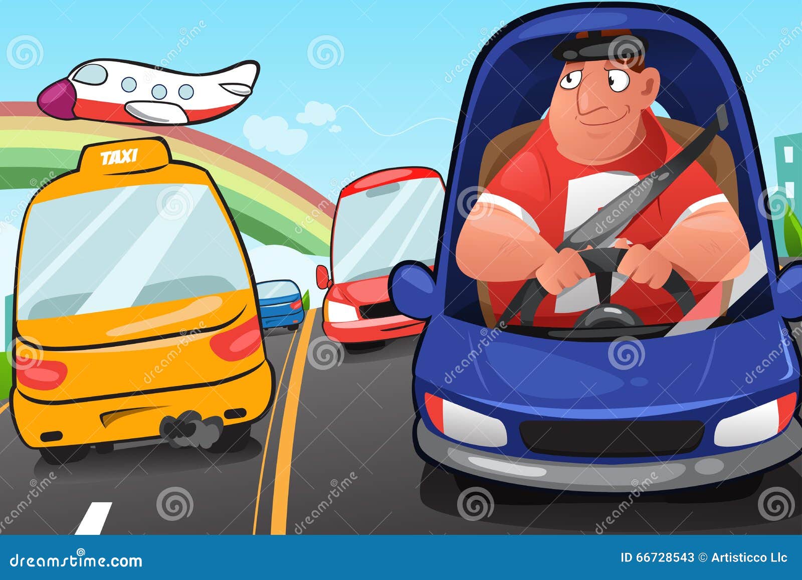 Man Driving a Car stock vector. Illustration of young - 66728543