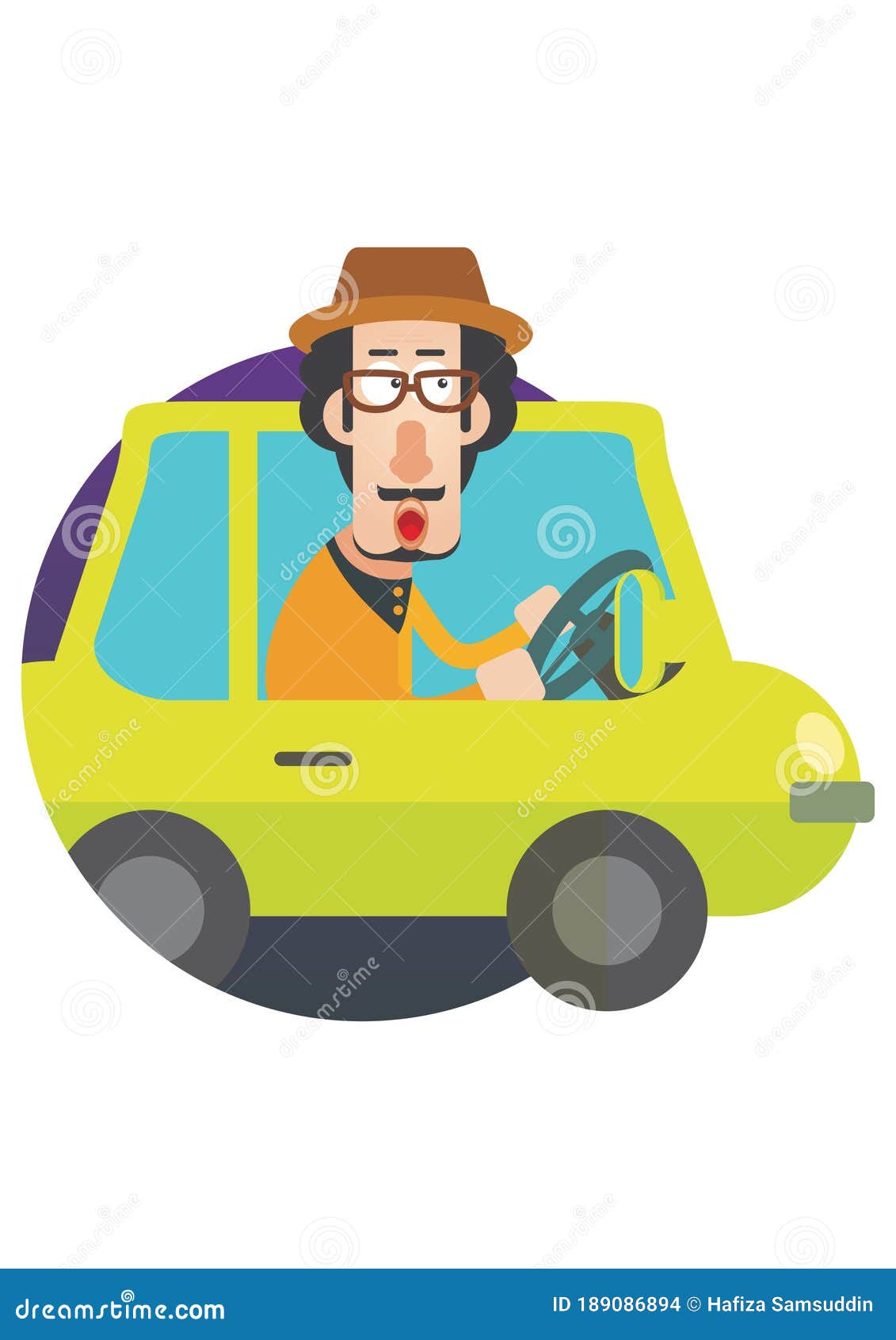 Man Driving a Car. Vector Illustration Decorative Design Stock Vector ...