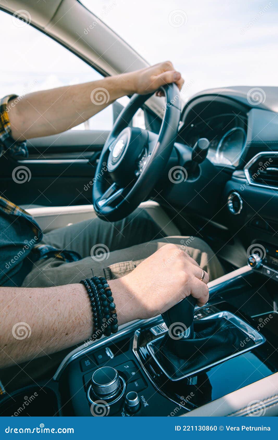 Man Driving Car View from Inside Stock Photo - Image of driver, road ...