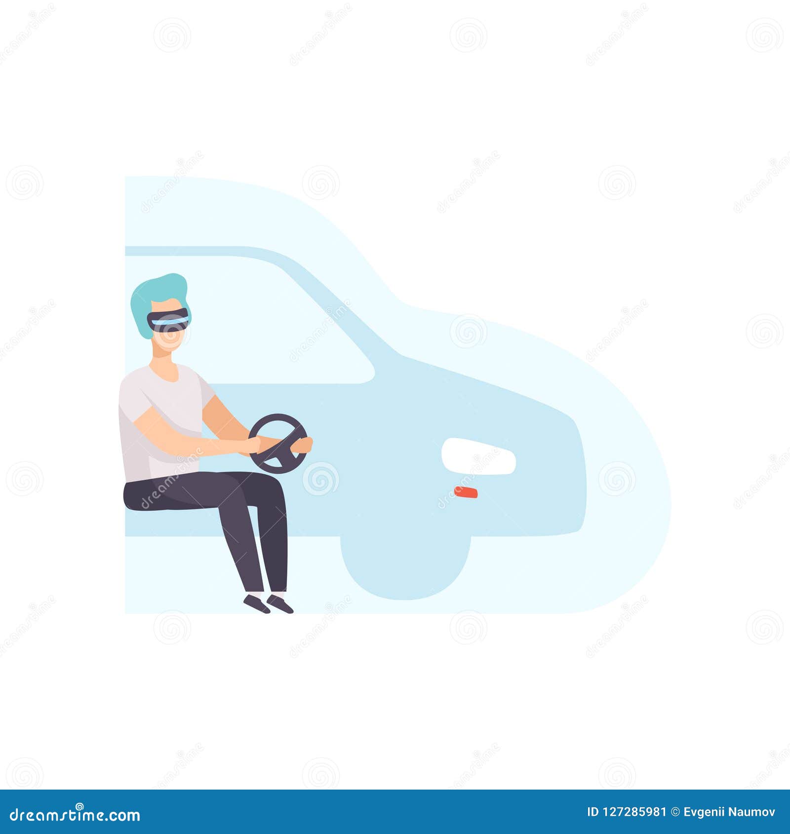 Man Driving a Car Wearing Virtual Reality Digital Glasses, Guy Using ...
