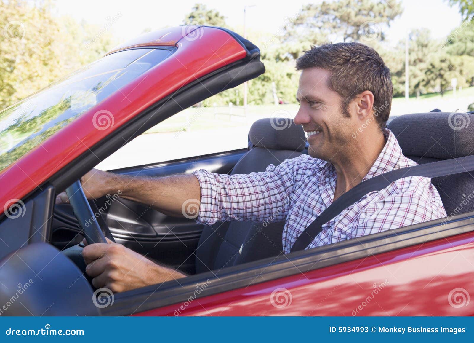 Man Driving Convertible Car Smiling Stock Image - Image of soft, drive ...
