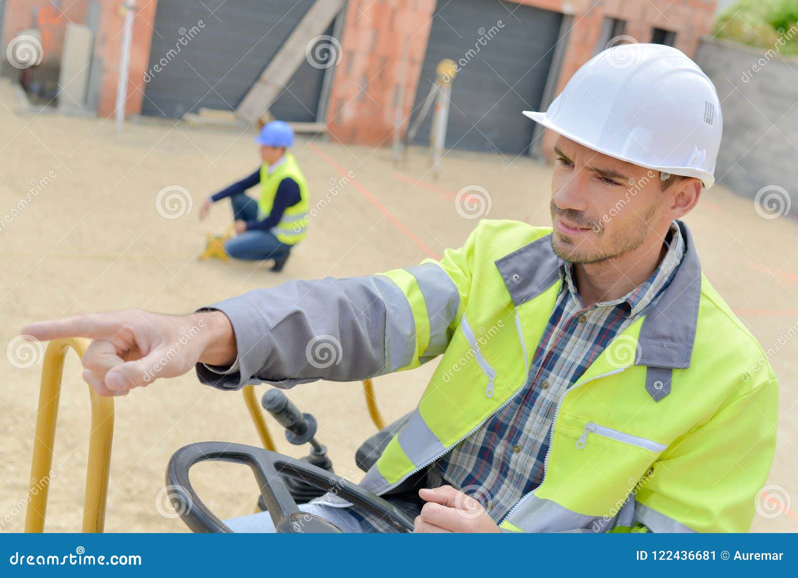 Man driving a digger stock image. Image of digging, black - 122436681