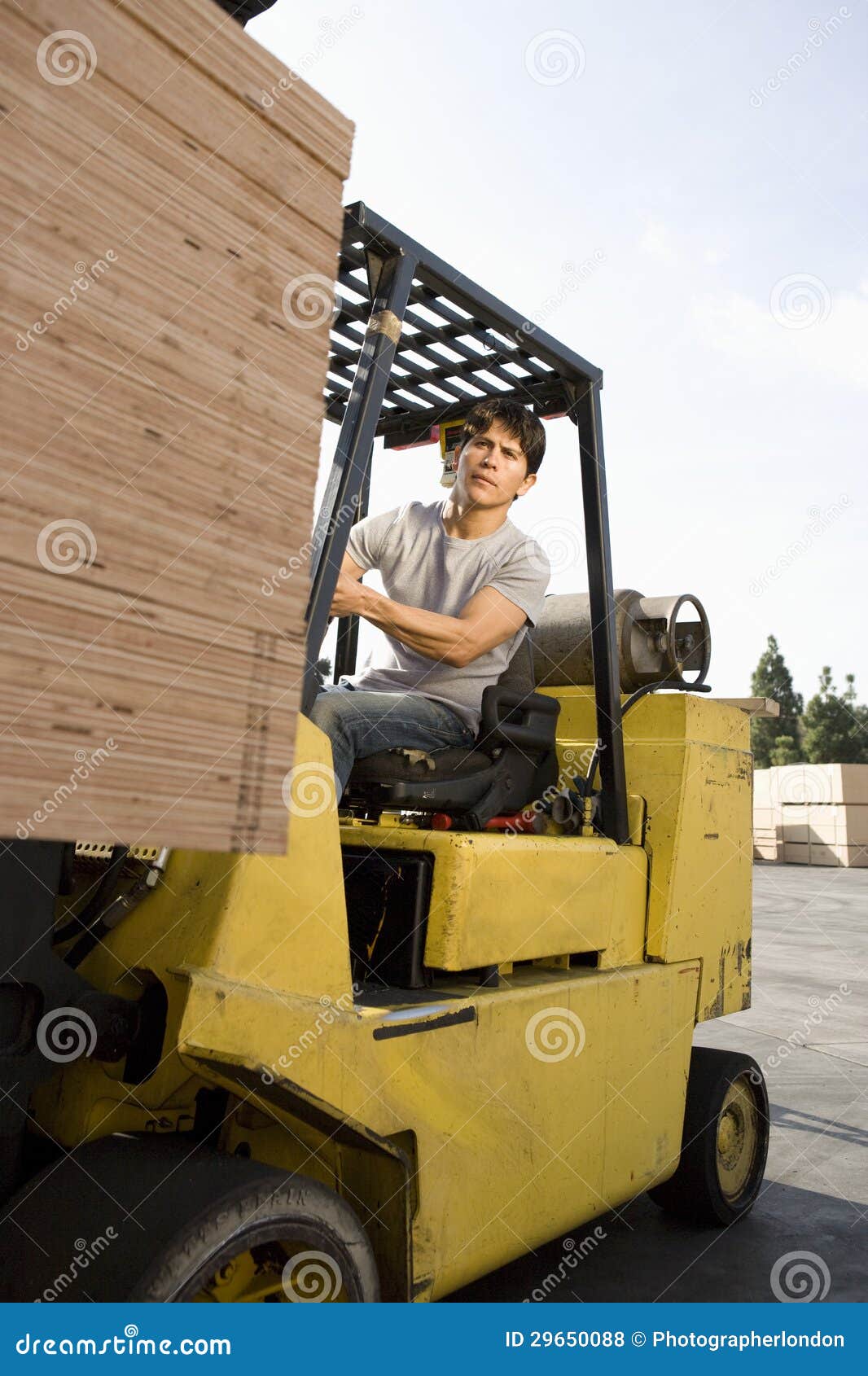 Man Driving Forklift Loader Stock Photo - Image of electrical, sitting ...