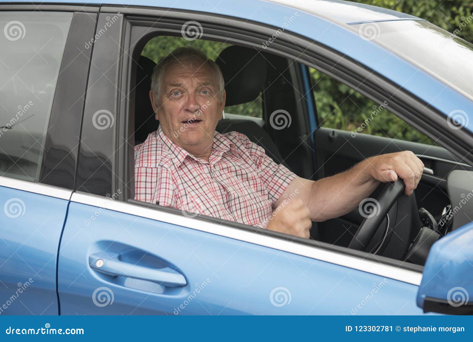 Man Driving in His Car Looking Shocked Stock Image - Image of waiting ...