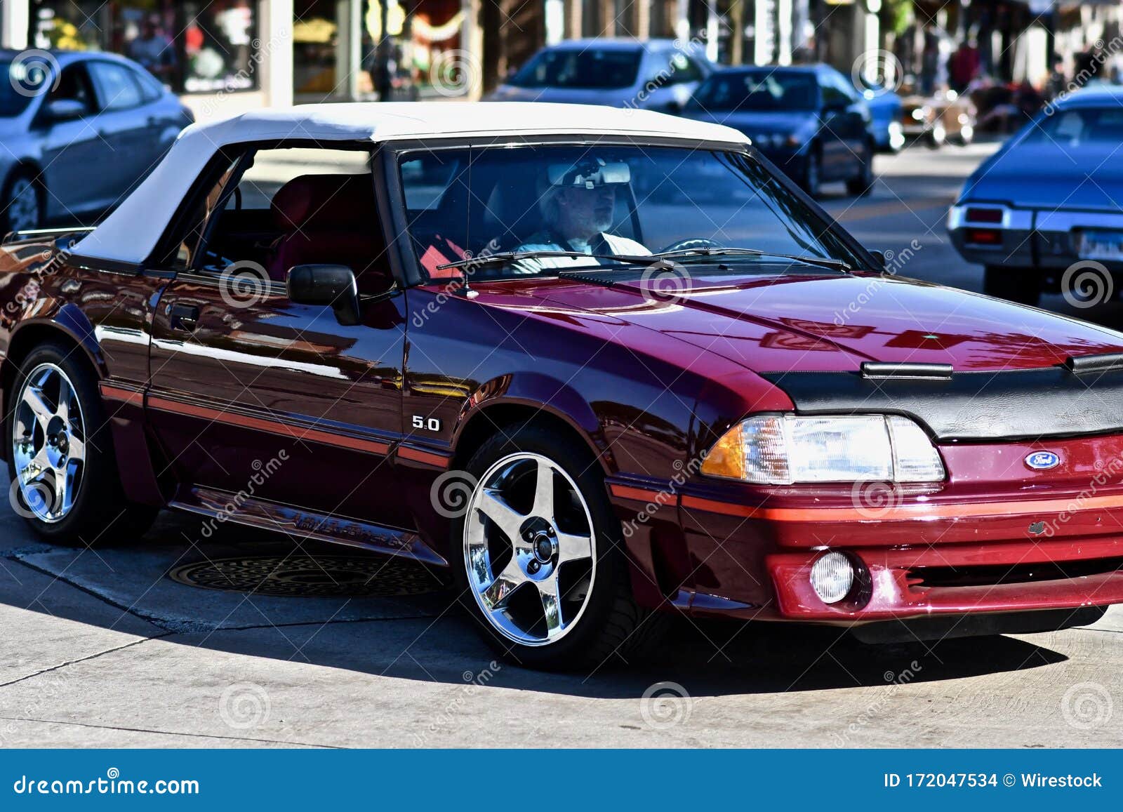 Man Driving His Shiny Maroon Vintage Car Editorial Stock Image - Image ...