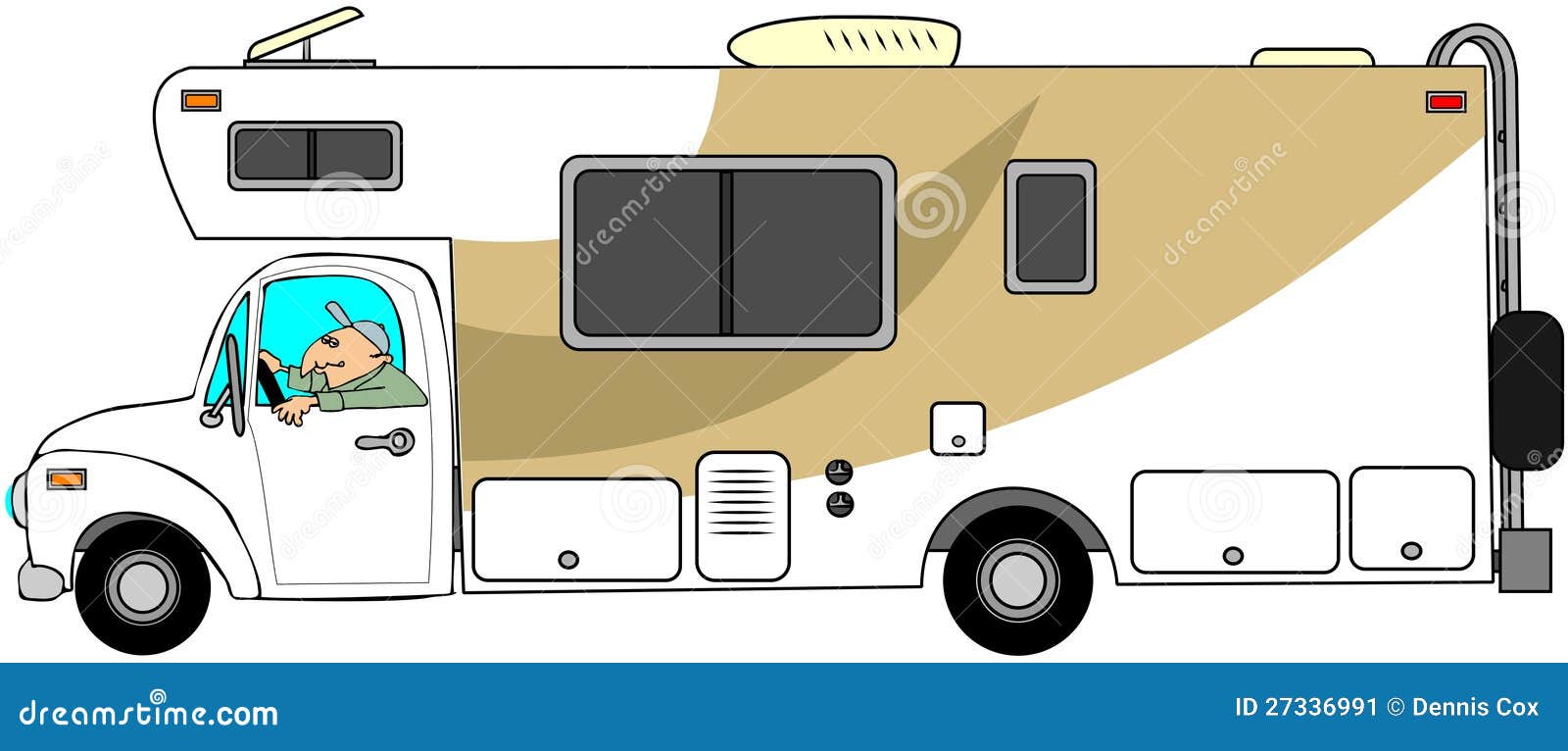 Man driving a motorhome stock illustration. Illustration of cartoon ...