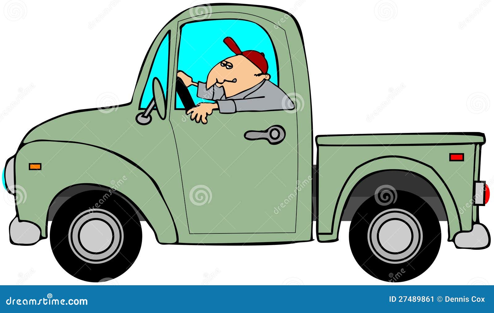 Man Driving An Old Green Truck Stock Image - Image: 27489861