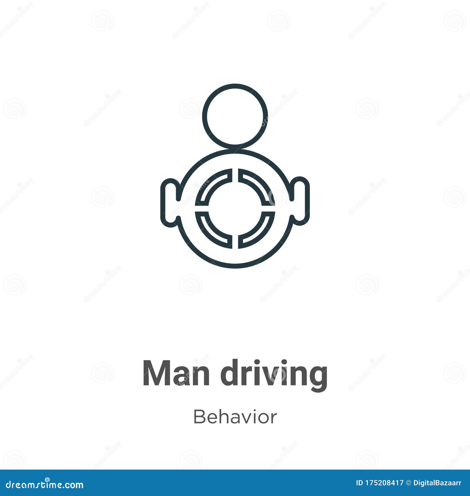 Man Driving Outline Vector Icon. Thin Line Black Man Driving Icon, Flat ...