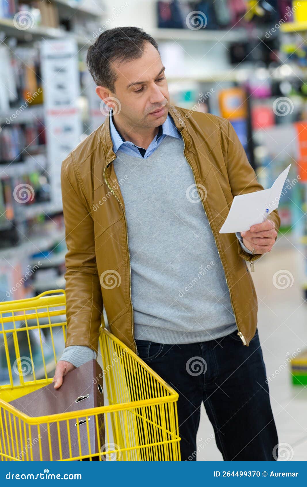 Man Driving Shopping Cart at Store Stock Photo - Image of comparing ...