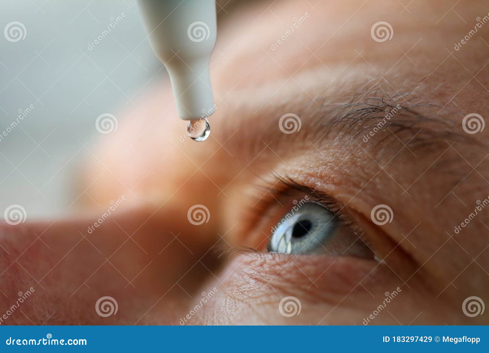 Man Drops Eye Drops Install Lenses, Moisturizing Stock Image - Image of ...