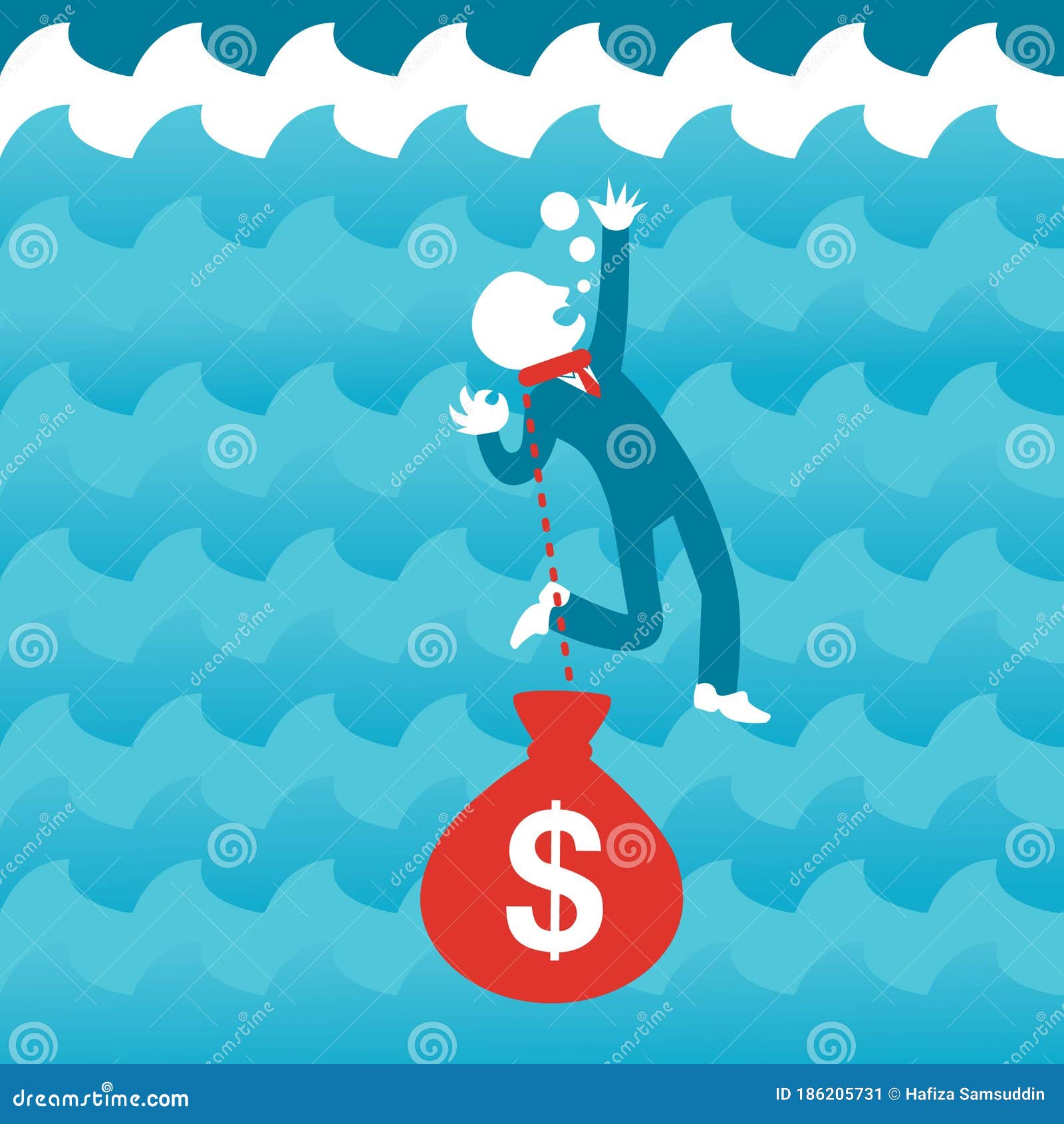 Drowning In Debt Cartoon Vector | CartoonDealer.com #8692015