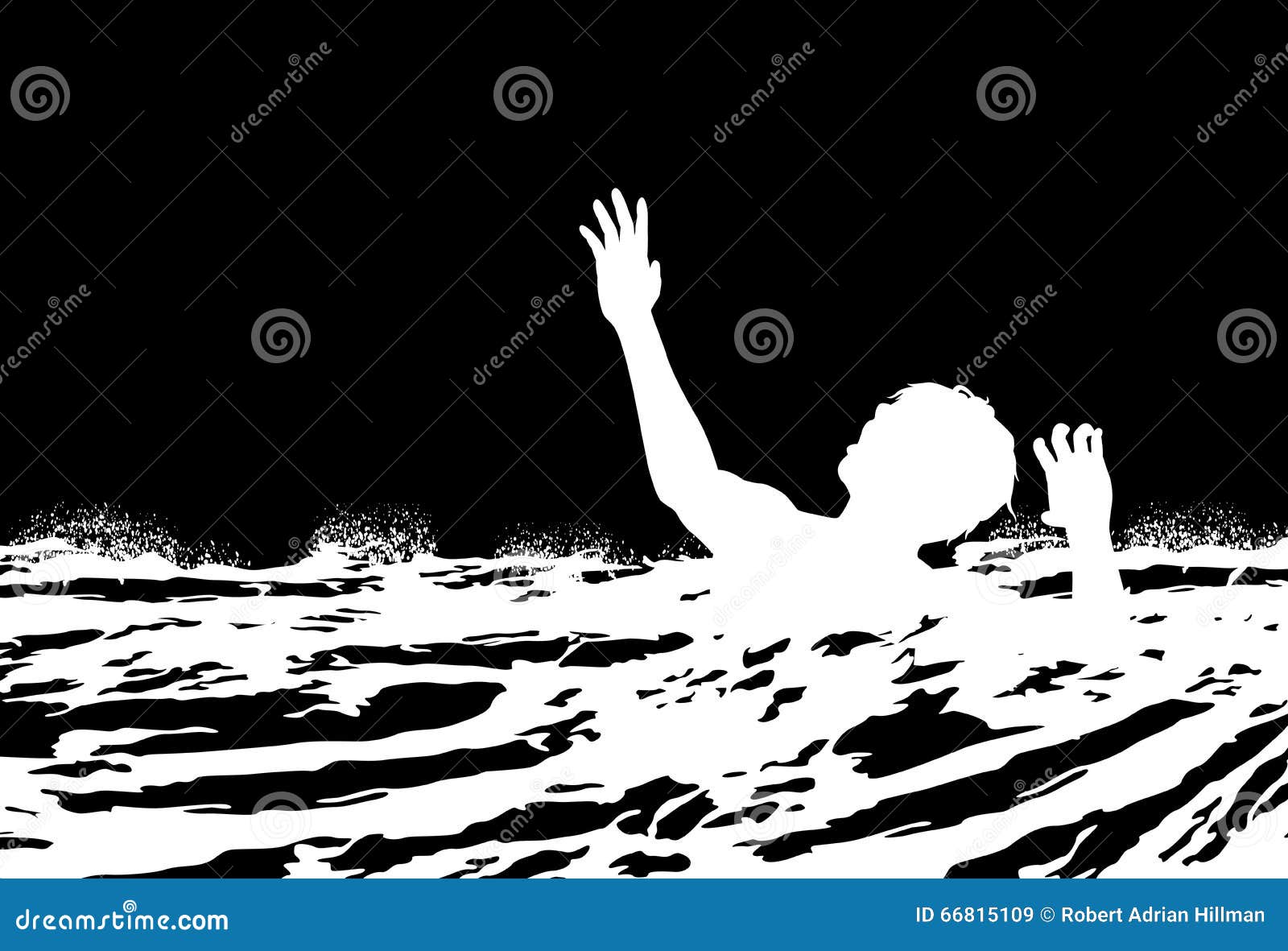 Man drowning stock vector. Illustration of rough, danger - 66815109