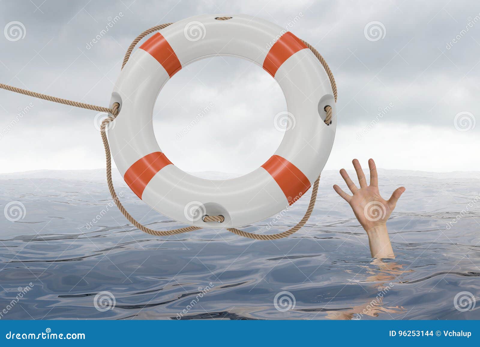 Sinking Man In Lifebuoy Royalty-Free Stock Photography | CartoonDealer ...
