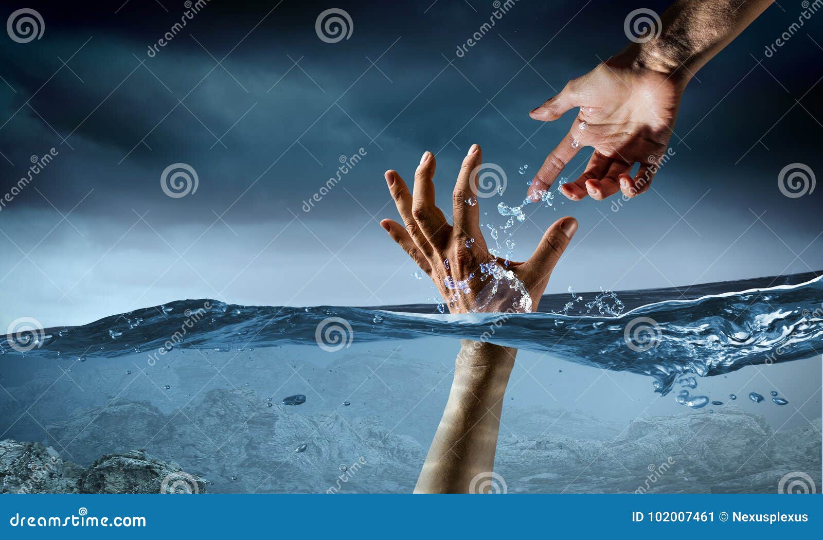 Hand of Person Drowning in Water Stock Image - Image of sign, drowner ...